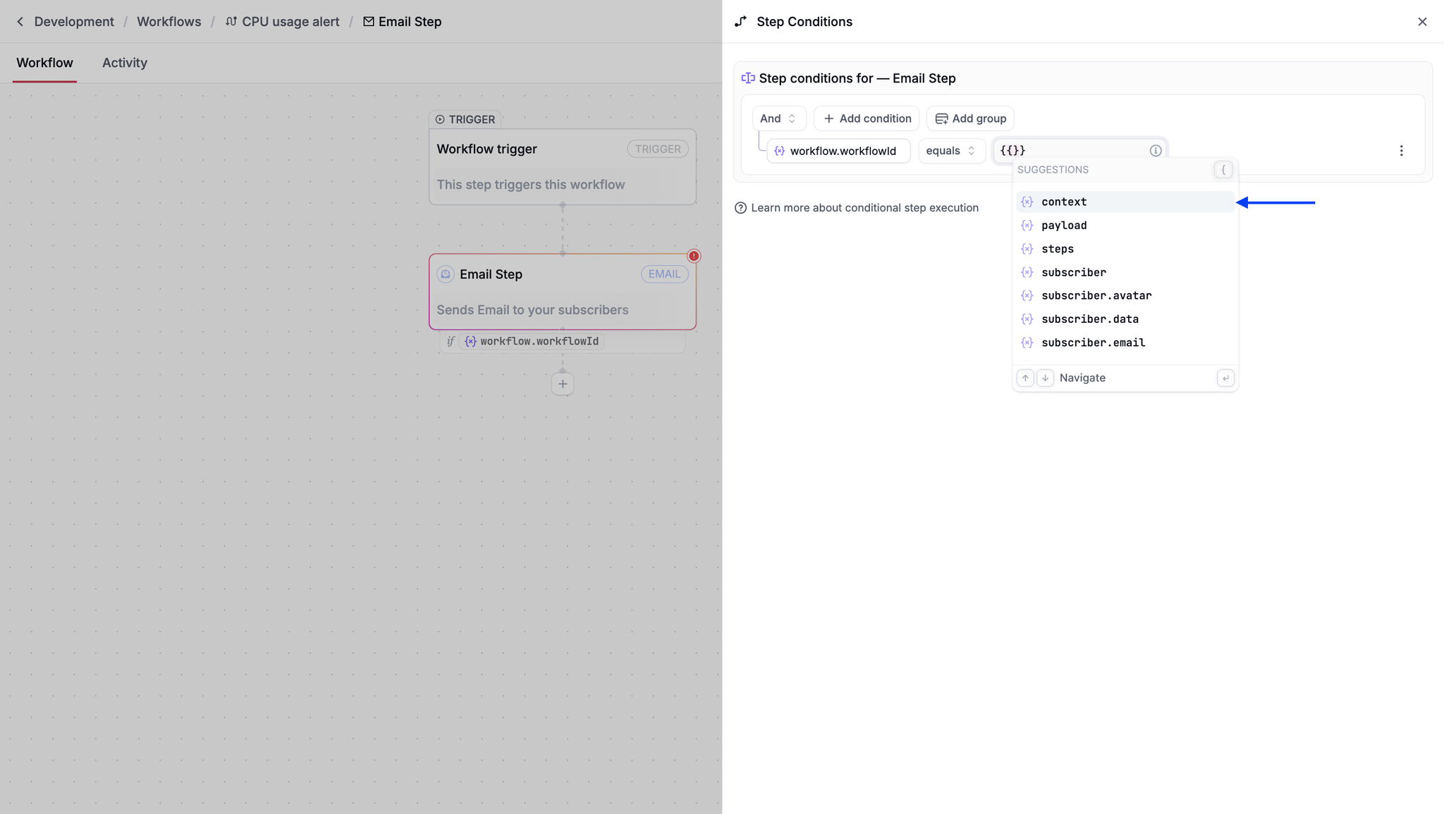 Applying context | Novu Documentation