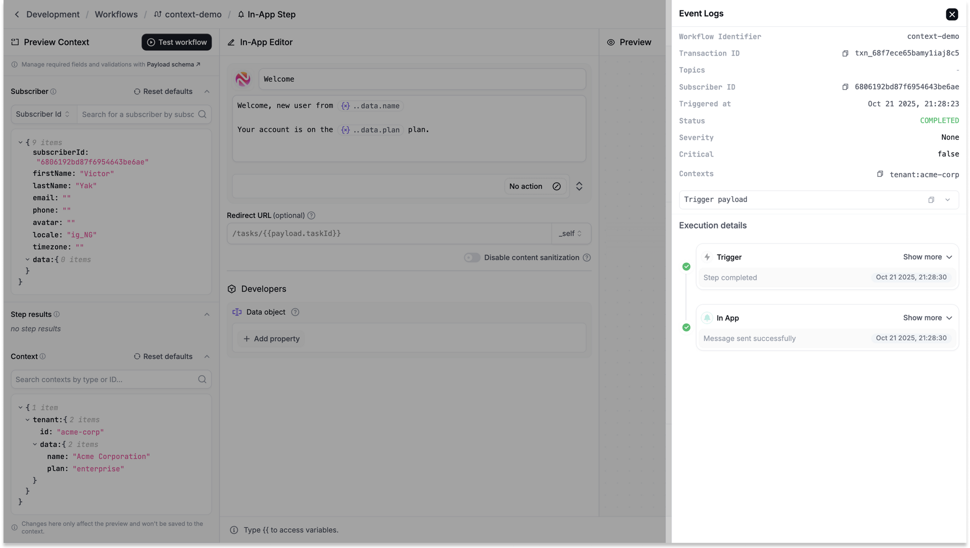 Inbox with Context | Novu Documentation