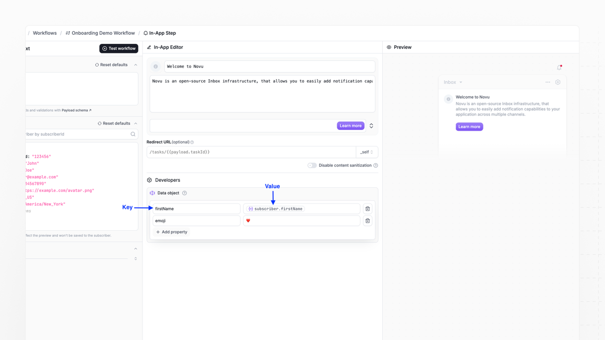 Data Object | Novu Documentation