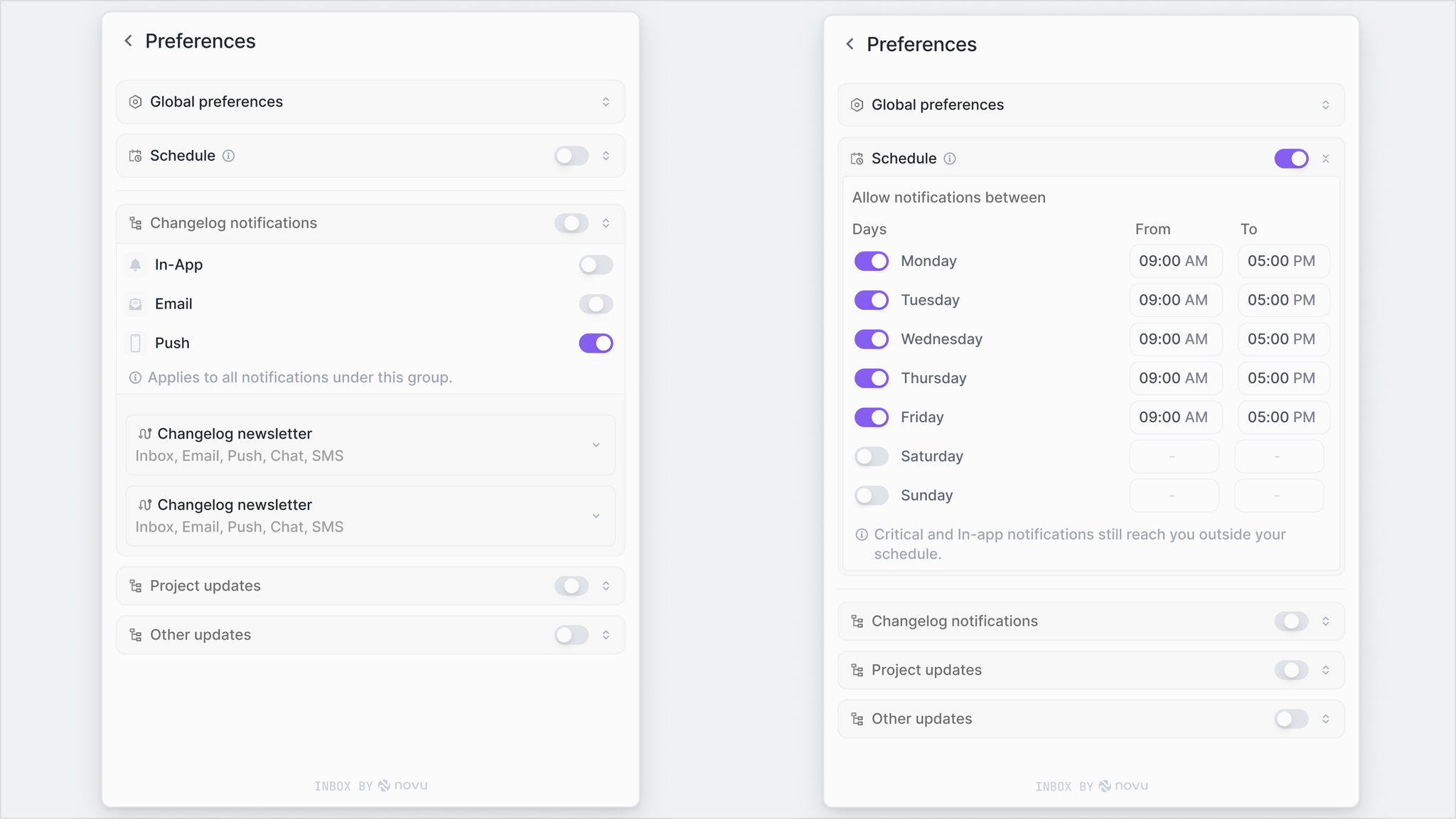 Schedule | Novu Documentation