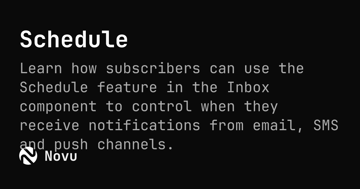 Schedule | Novu Documentation