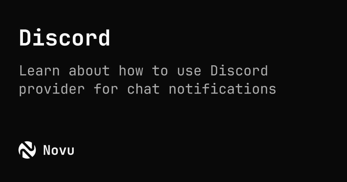 Discord | Novu Documentation